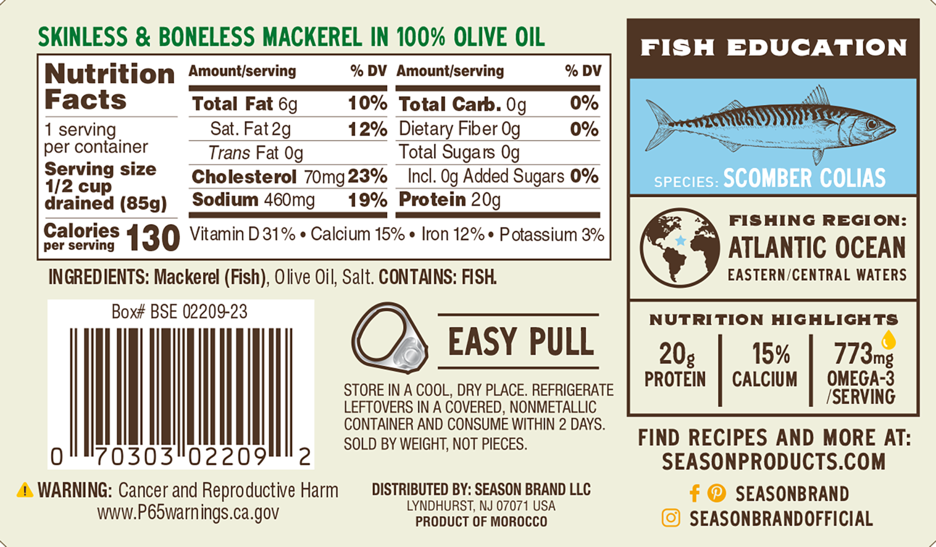 Mackerel - Season Brand | Sustainable Canned Seafood